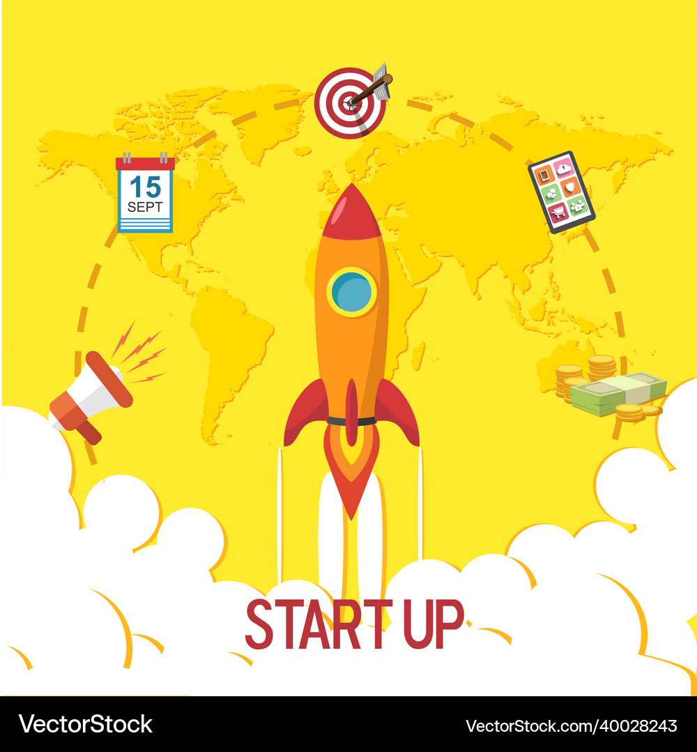Flat design of a start up concept Royalty Free Vector Image