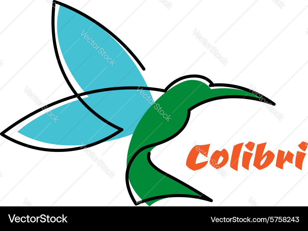 Flying hummingbird abstract outline symbol Vector Image