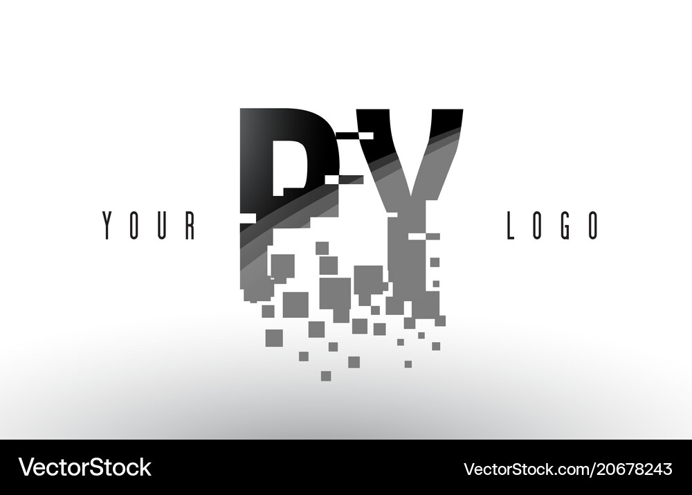 Py p y pixel letter logo with digital shattered Vector Image
