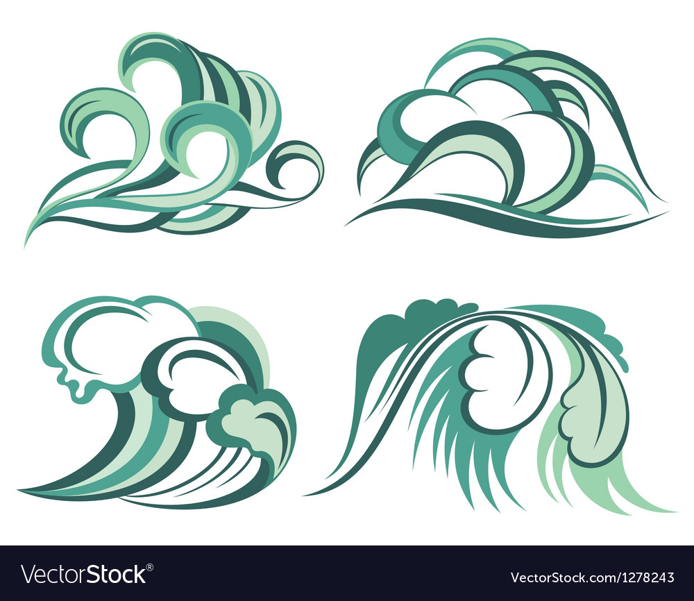 Set waves Royalty Free Vector Image - VectorStock