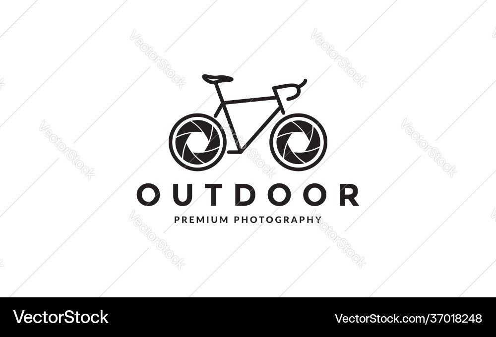 Bike with shutter camera logo symbol icon design Vector Image