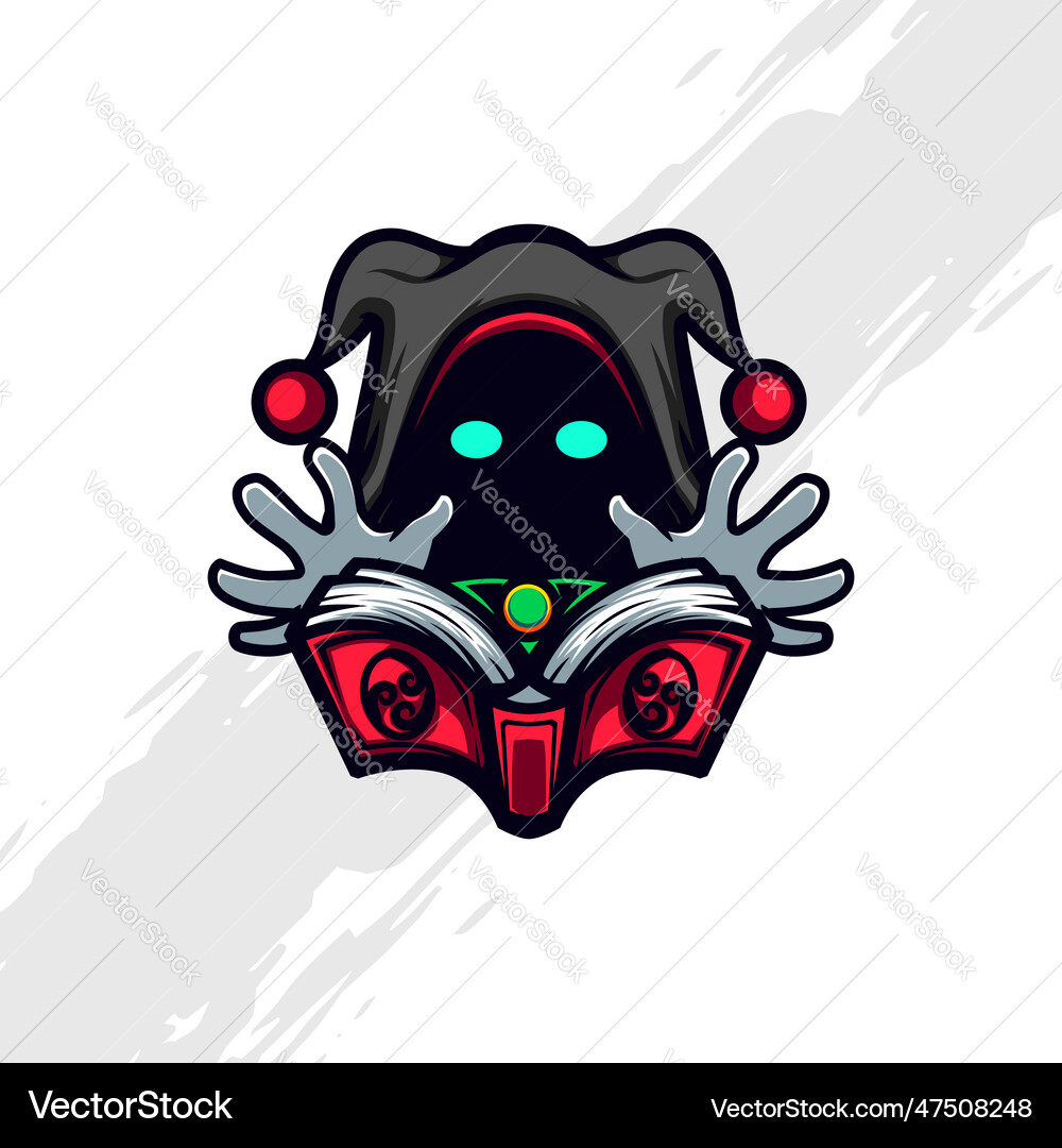 Black hood dark magic caster mascot logo Vector Image
