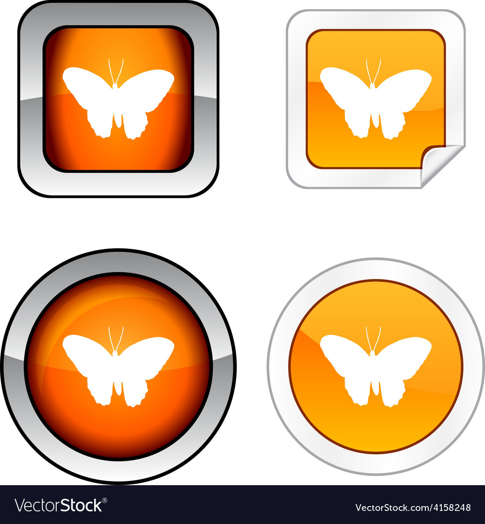 Butterfly button set Royalty Free Vector Image
