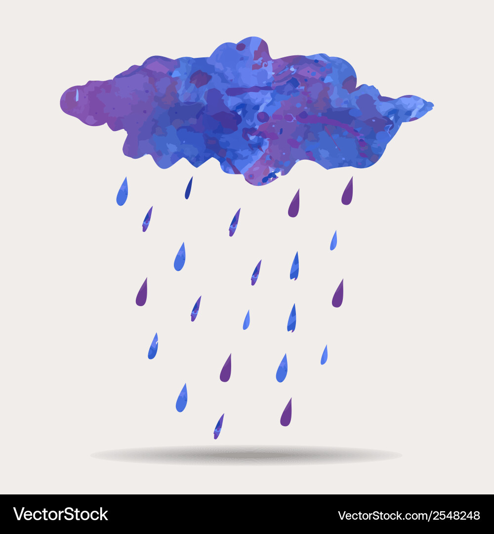 Colorful watercolor rainy cloud Royalty Free Vector Image