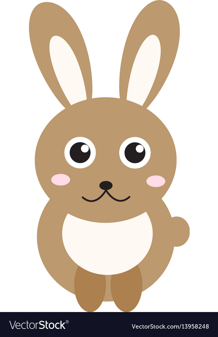 Cute Bunny Icon Flat Stylerabbit Isolated On Vector Image