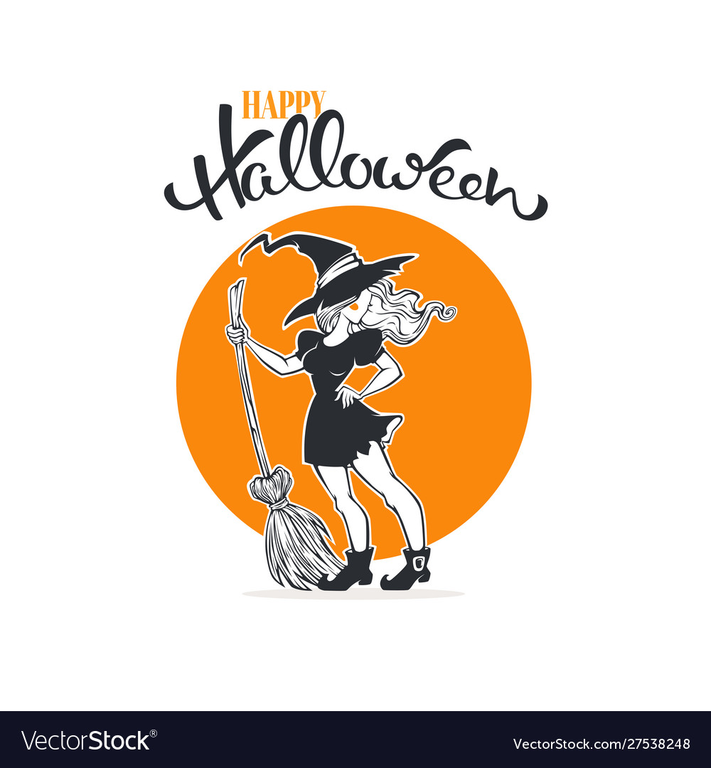 Happy halloween witch greeting card Royalty Free Vector