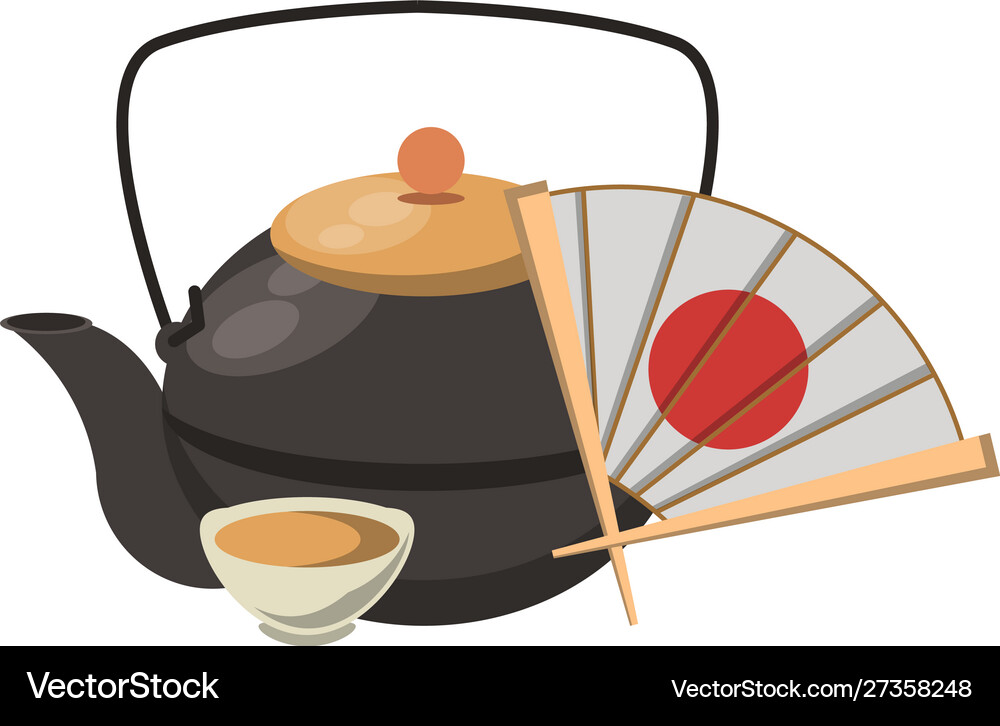 Japanese cast iron teapot Royalty Free Vector Image