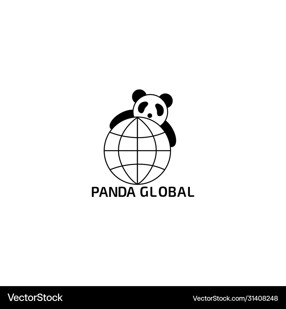Logo panda global symbol for a black and white Vector Image