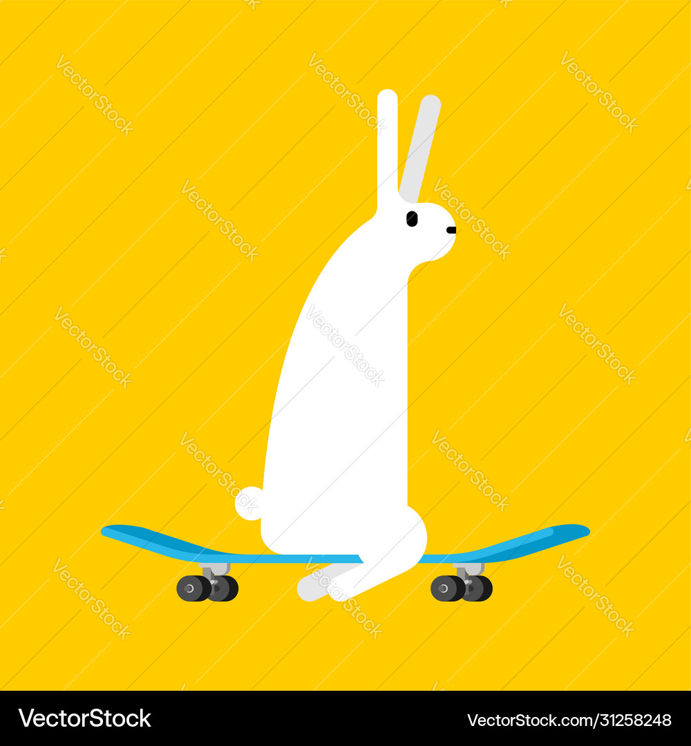 Rabbit on skateboard hare board bunny Royalty Free Vector