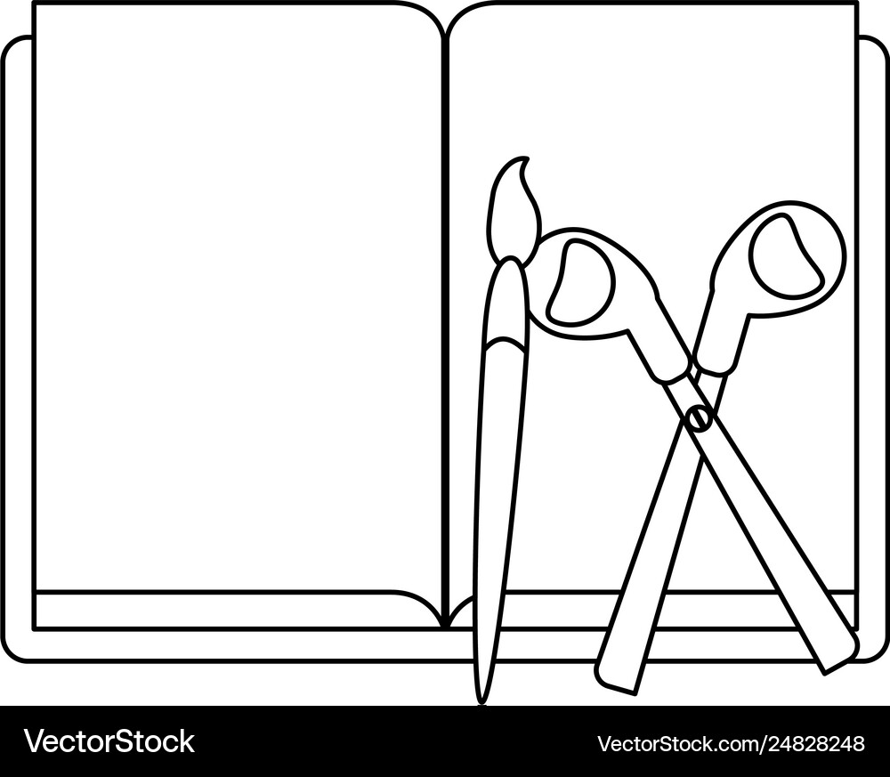 School and education supplies black white Vector Image