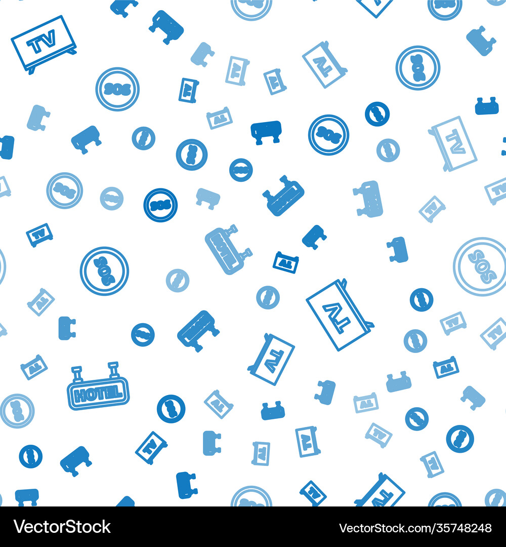 Set line signboard with text hotel smart tv Vector Image