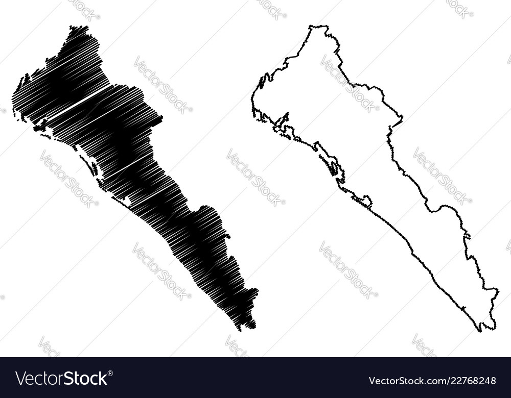Sinaloa map Royalty Free Vector Image - VectorStock