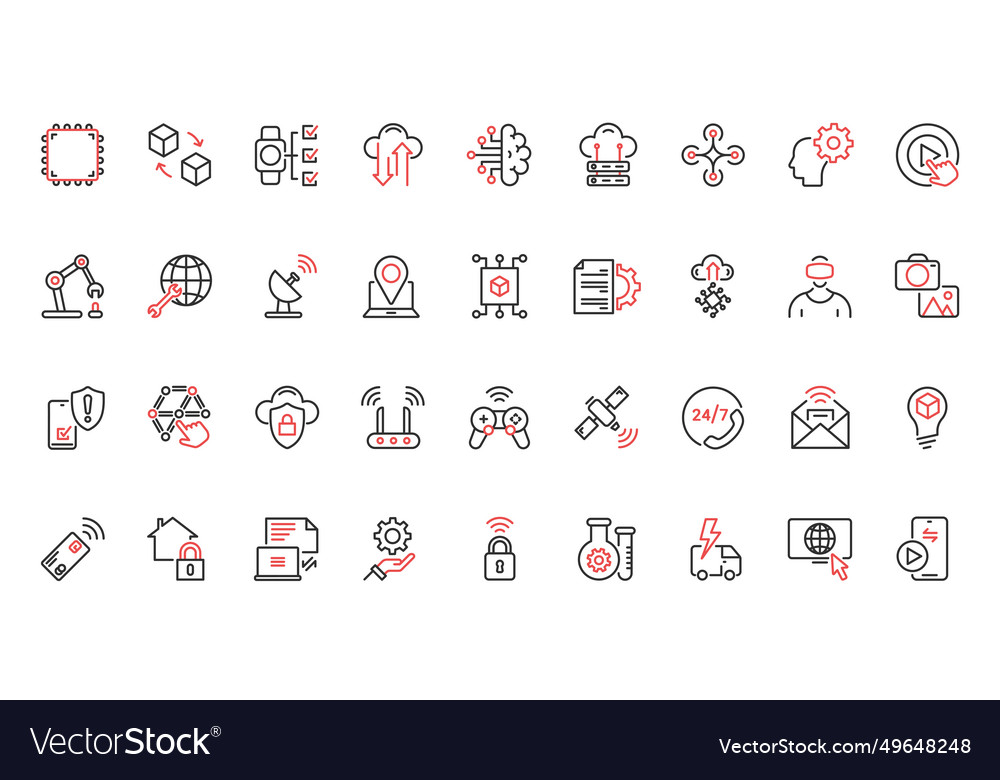 Technology of future trendy red black thin line Vector Image