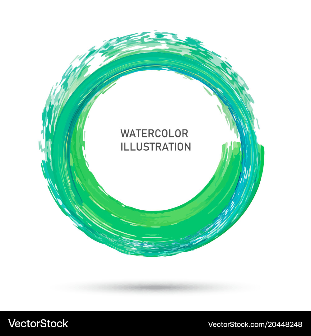 Watercolor color circle texture ink round stroke Vector Image