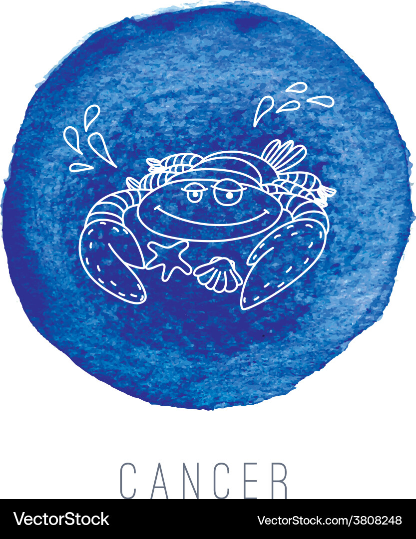 Watercolor crab cancer Royalty Free Vector Image