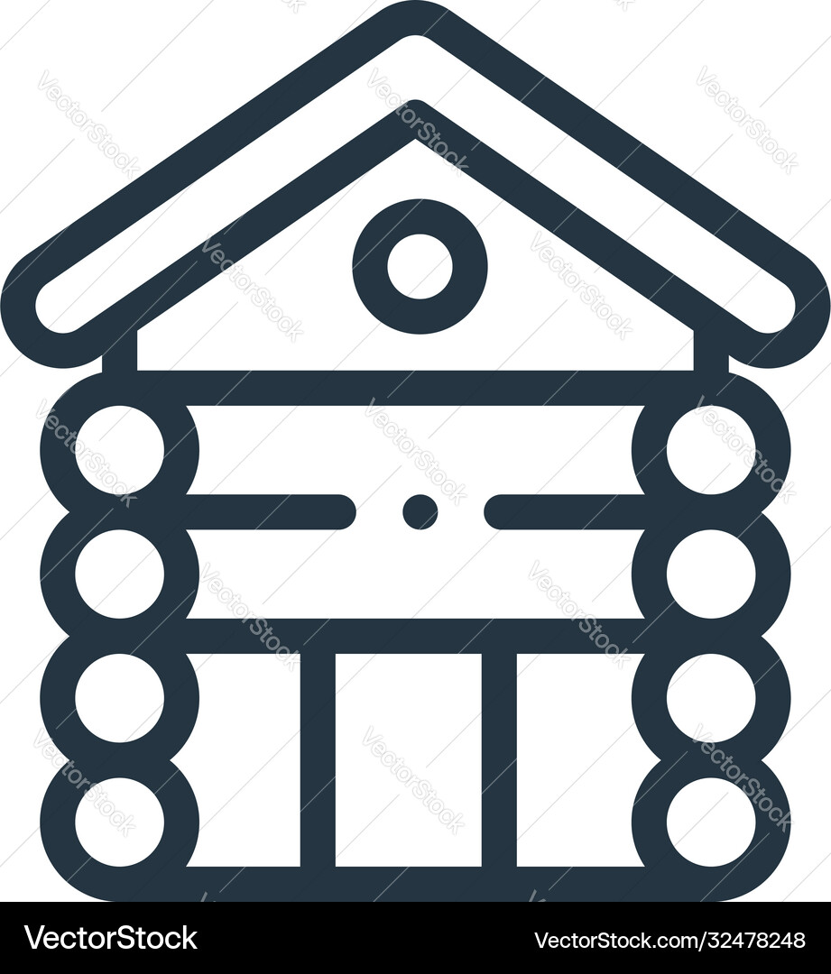 Wood house icon house editable stroke Royalty Free Vector