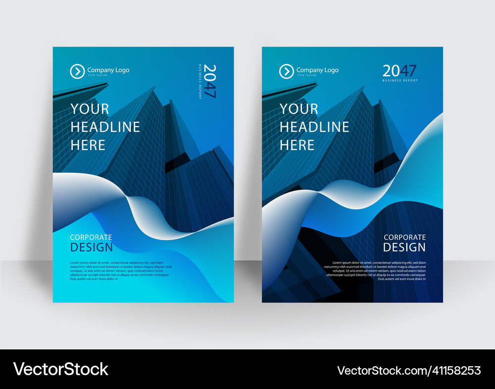 Blue curve business proposal leaflet brochure Vector Image