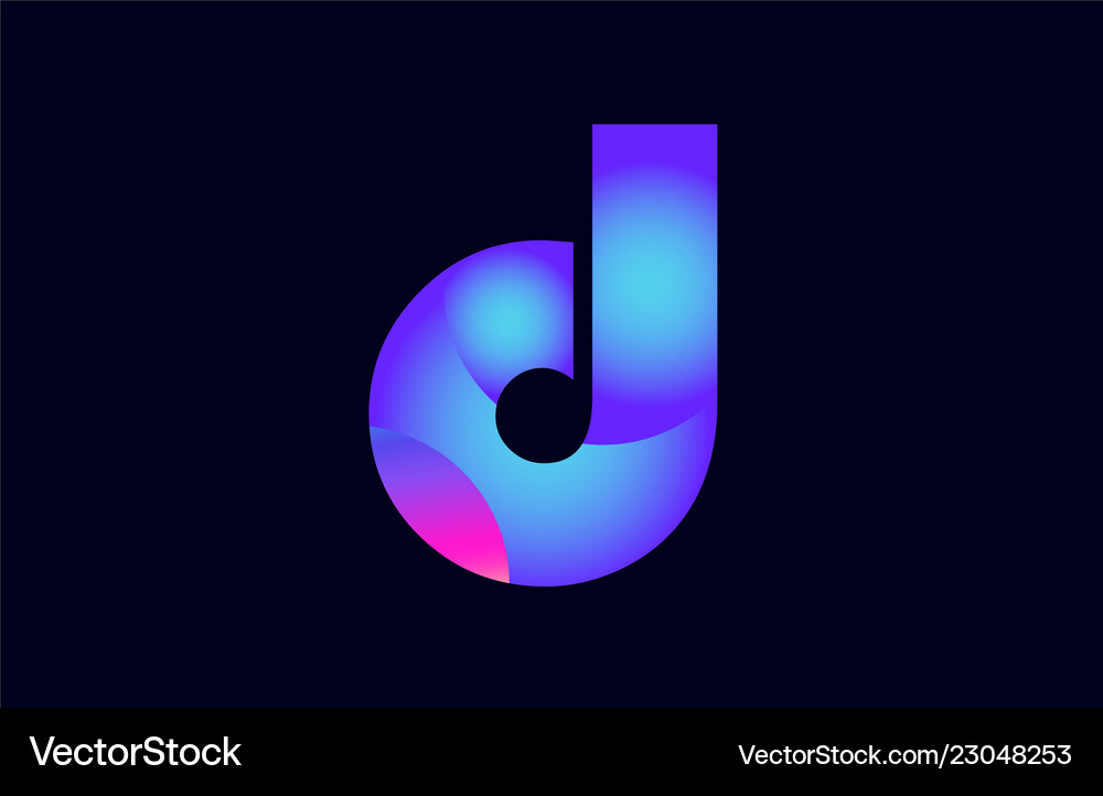 D pink blue gradient alphabet letter logo icon Vector Image
