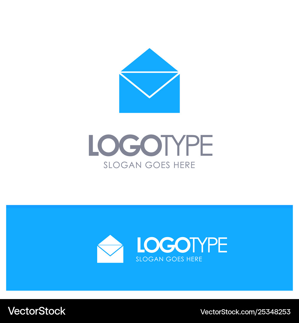 Email mail message open blue solid logo Royalty Free Vector