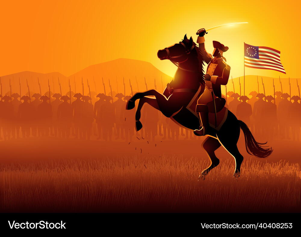 General leading his army on battlefield Royalty Free Vector