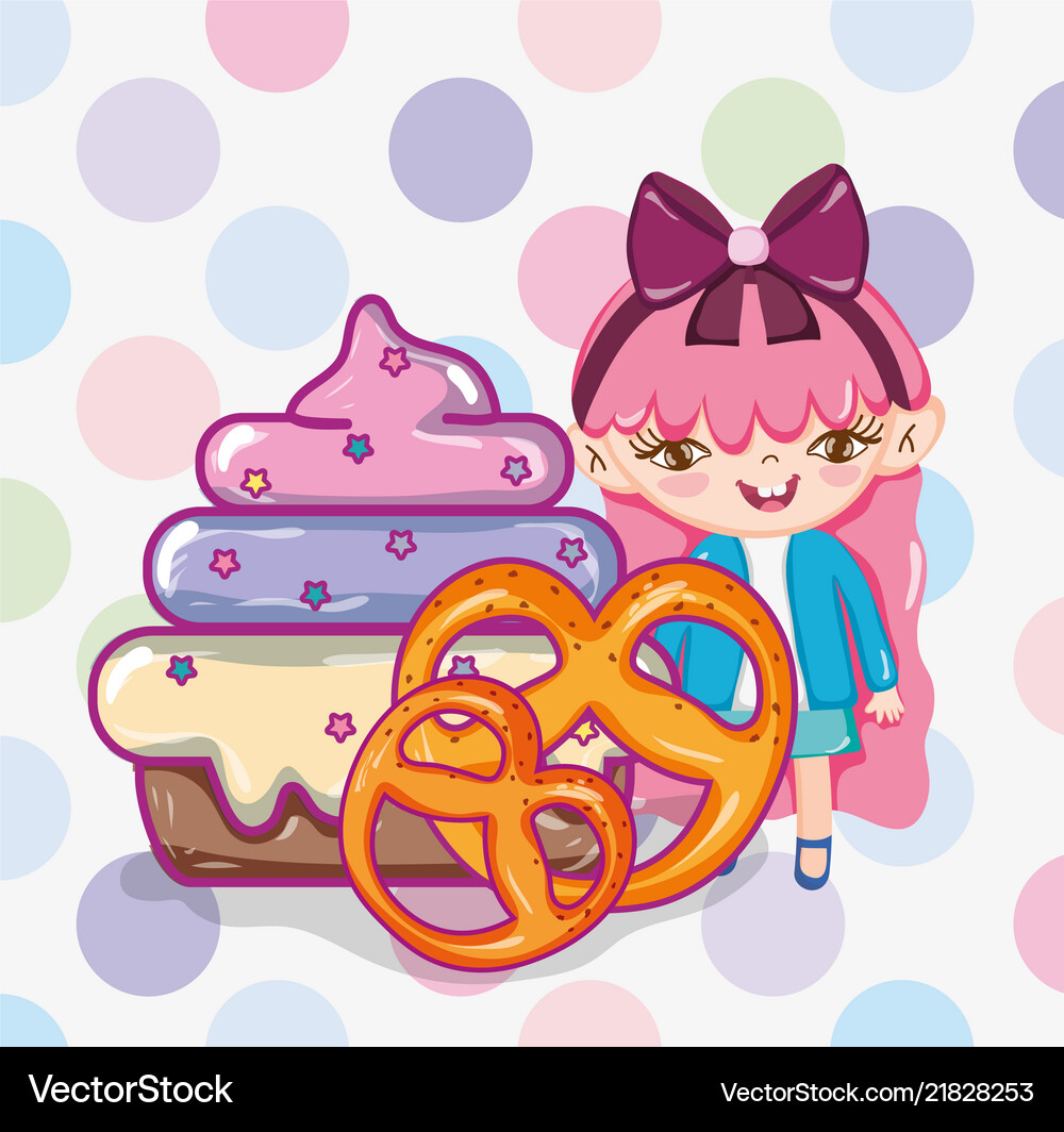 Girl and sweet Royalty Free Vector Image - VectorStock