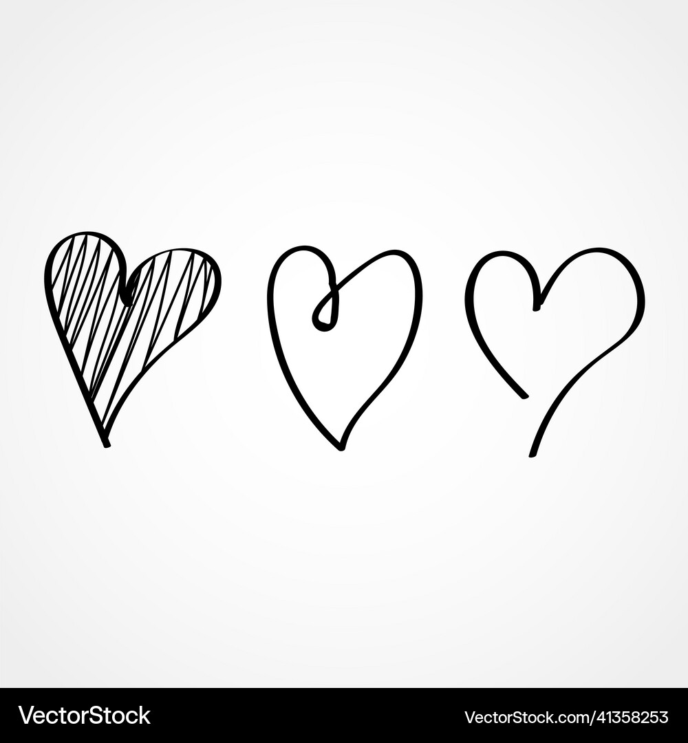 Hand drawn heart handdrawn rough marker hearts Vector Image