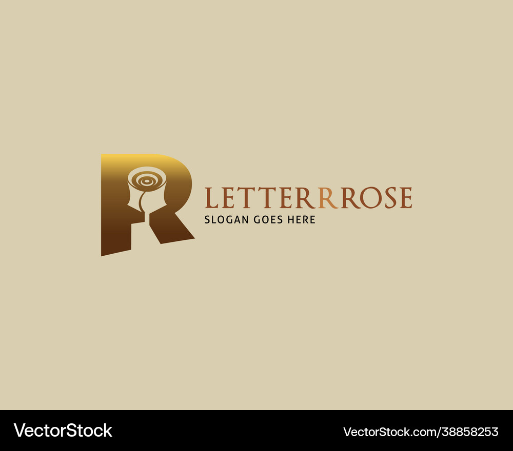Initial letter r golden rose logo design template Vector Image