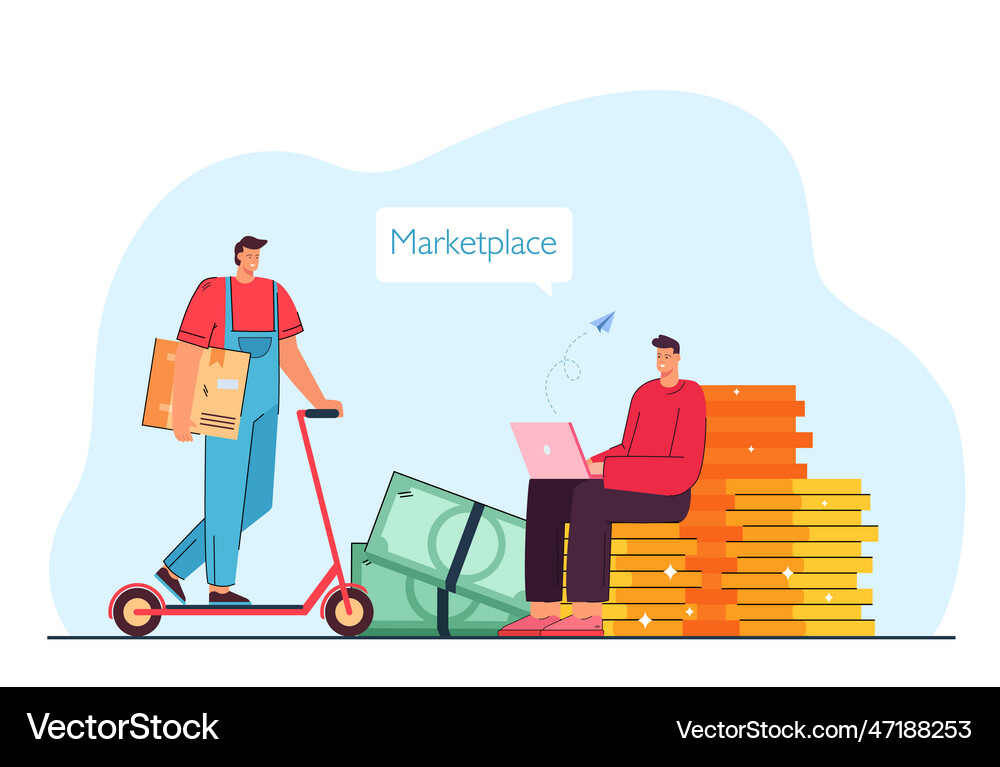Man making online order on marketplace flat Vector Image