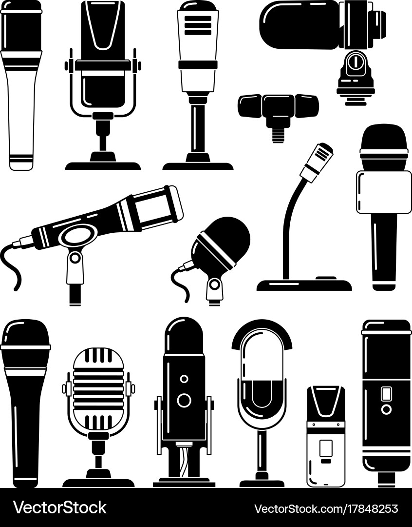 Monochrome of microphones Royalty Free Vector Image