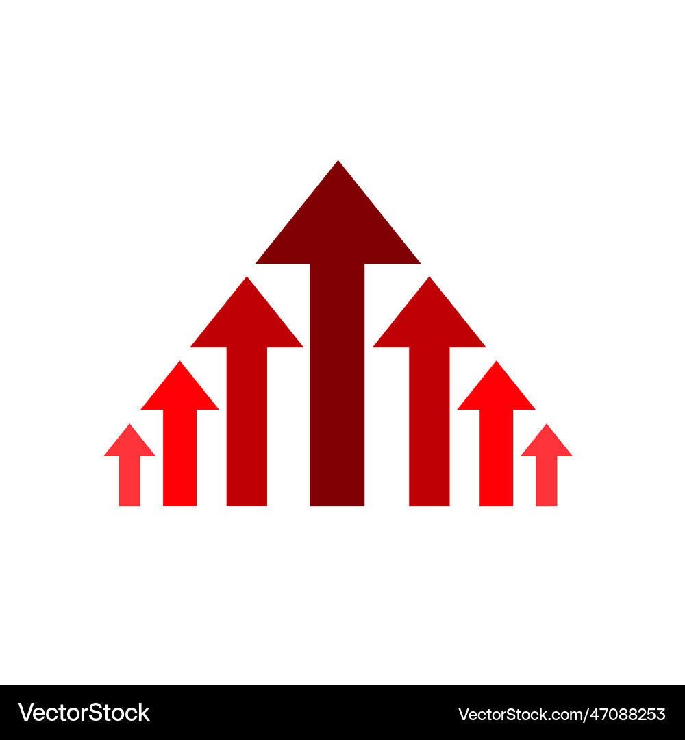 Red arrow set arrow growth stock Royalty Free Vector Image