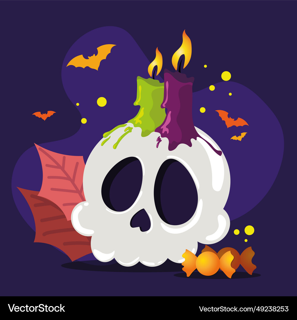 Skull with candles halloween season Royalty Free Vector