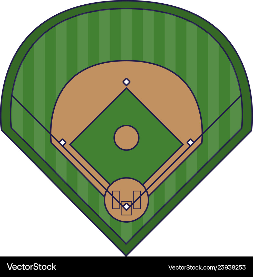 Sport baseball field blue lines Royalty Free Vector Image