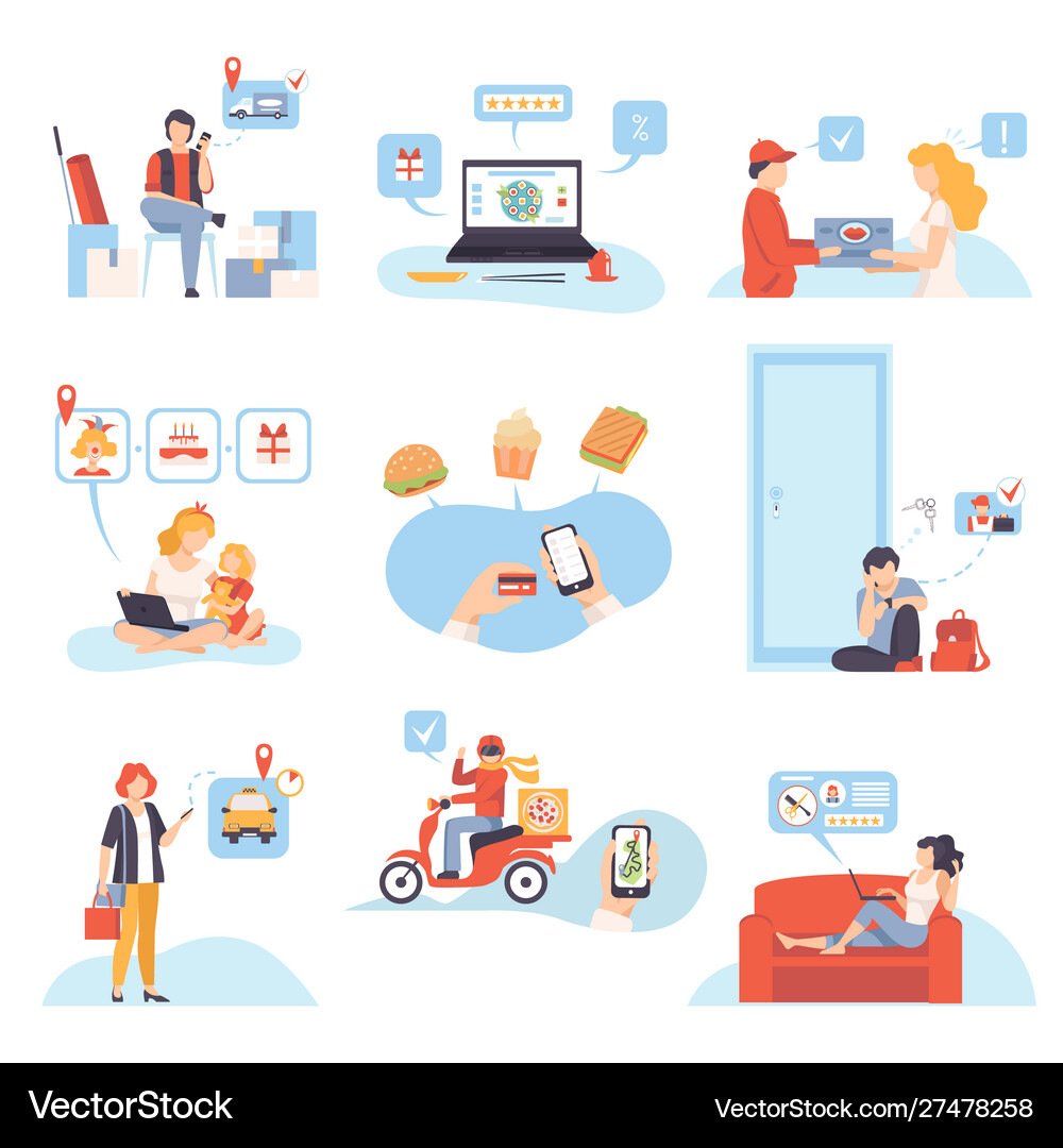 Characters in different situations Royalty Free Vector Image