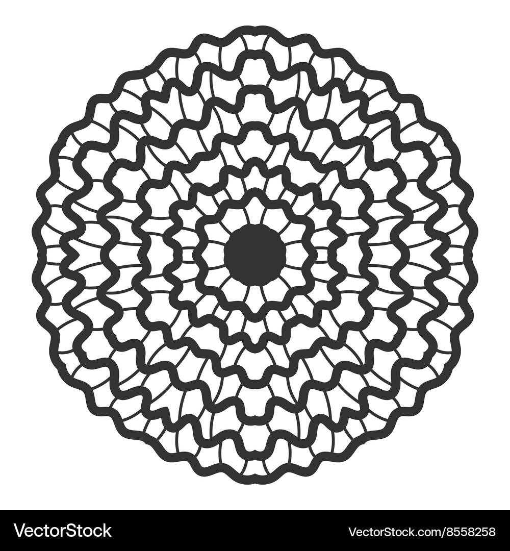 Decorative round ornament lace silhouette Vector Image