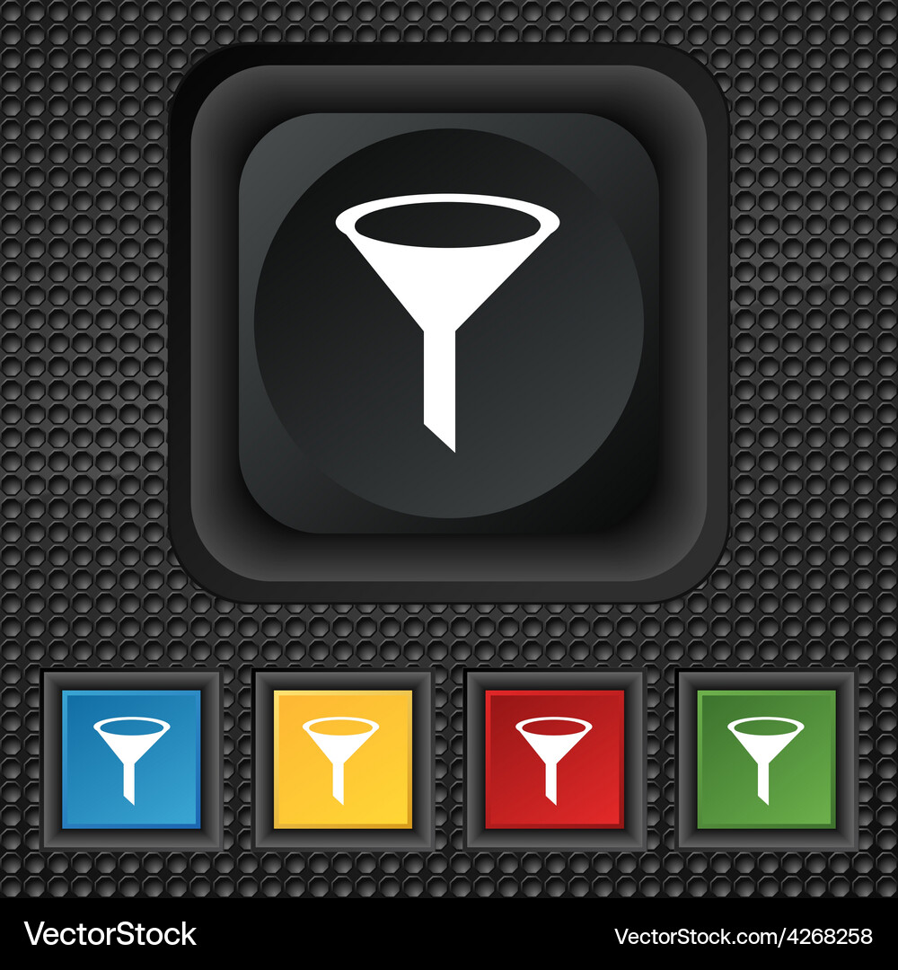 Funnel icon sign symbol squared colourful buttons Vector Image