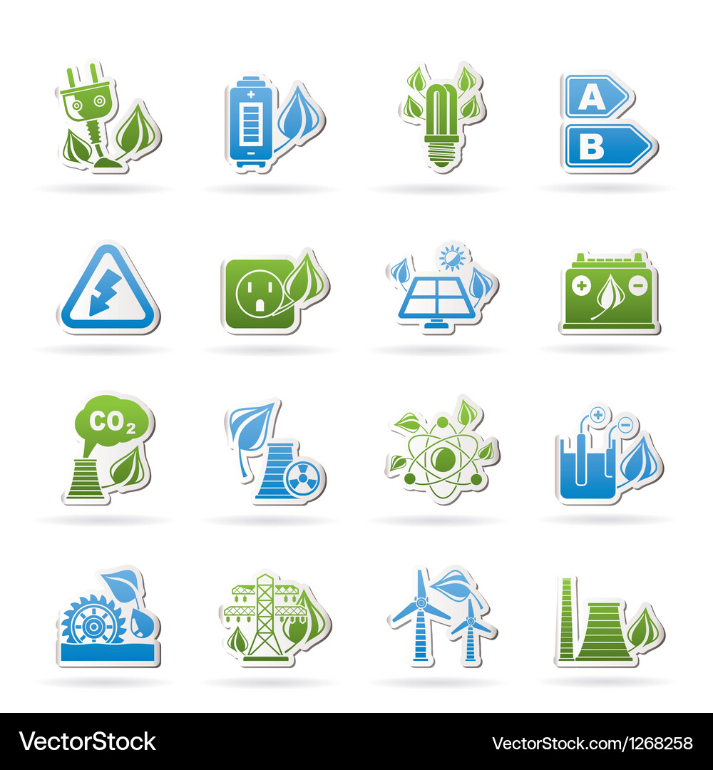 Green energy and environment icons Royalty Free Vector Image