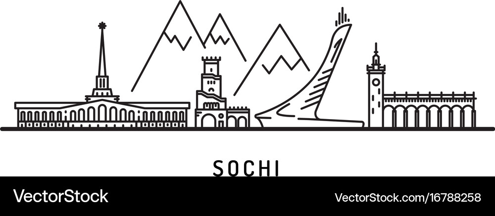 Landmarks skyline of sochi Royalty Free Vector Image