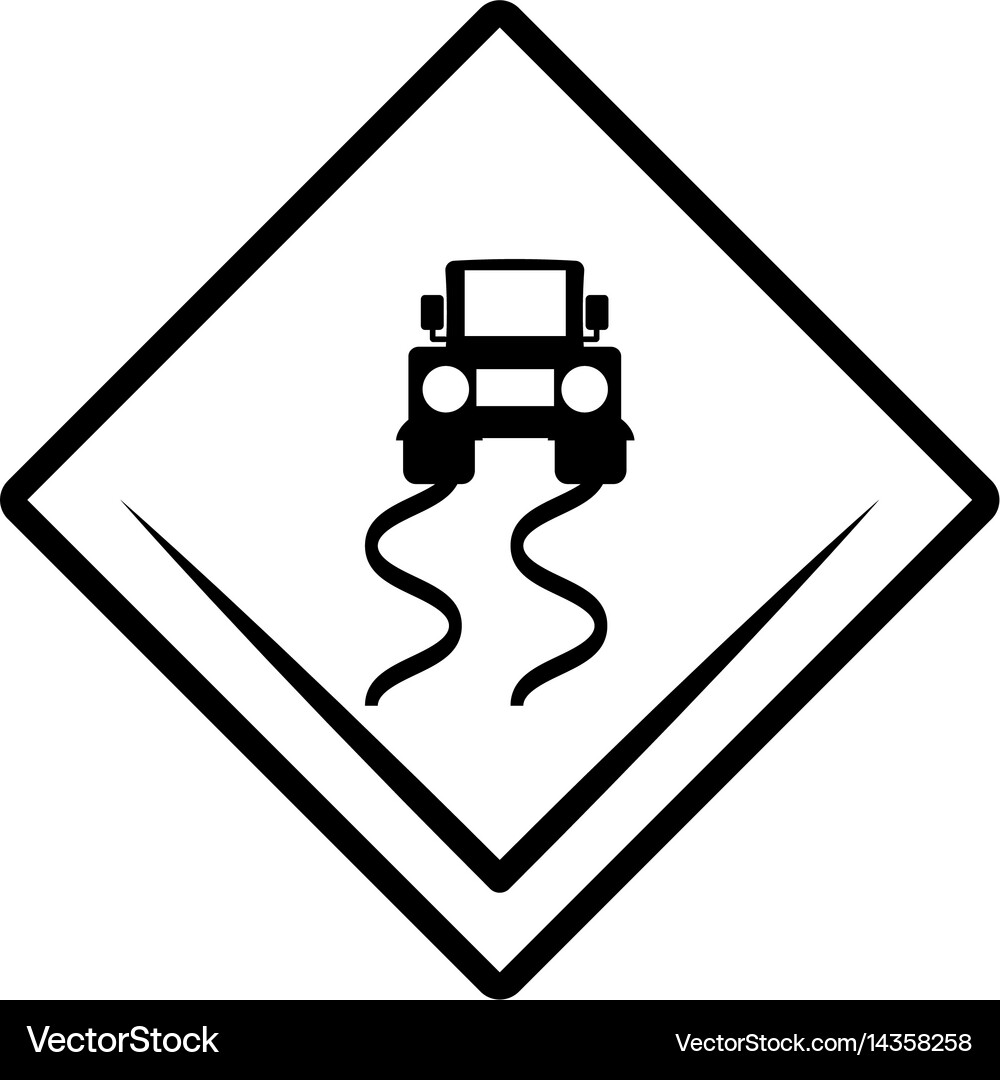 Slippery road traffic signal Royalty Free Vector Image