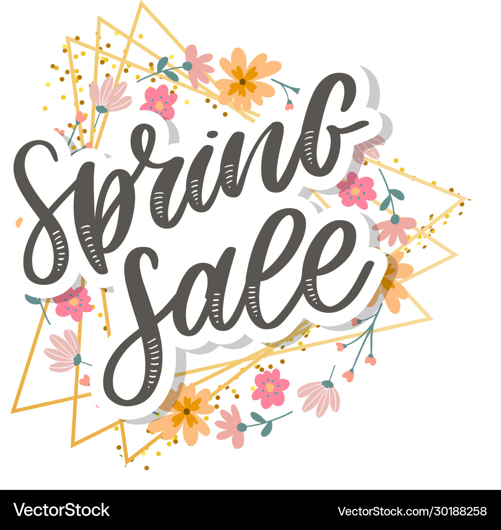 Spring sale word hanging on leaves with strings Vector Image
