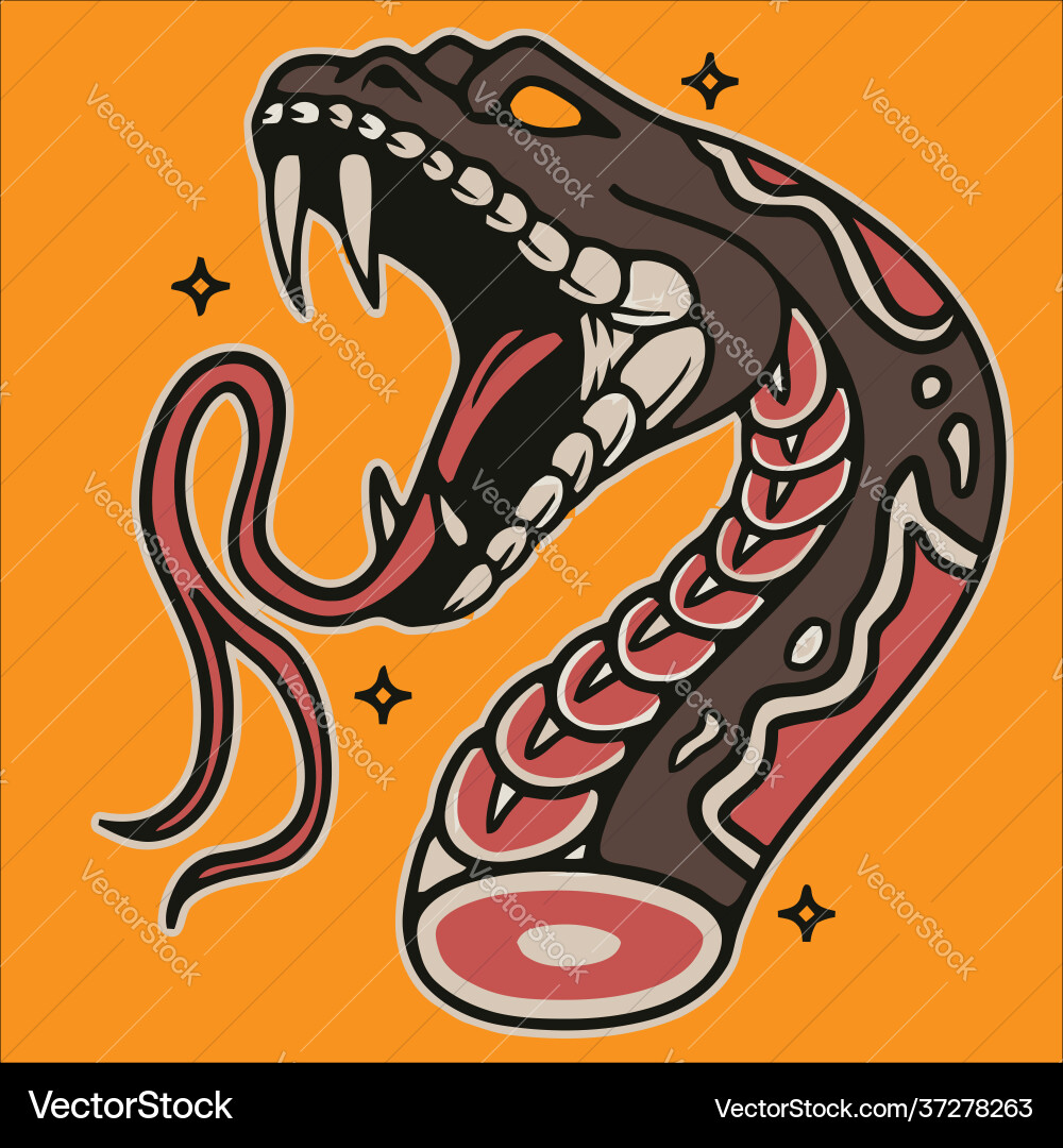 A snake angry for t shirt Royalty Free Vector Image