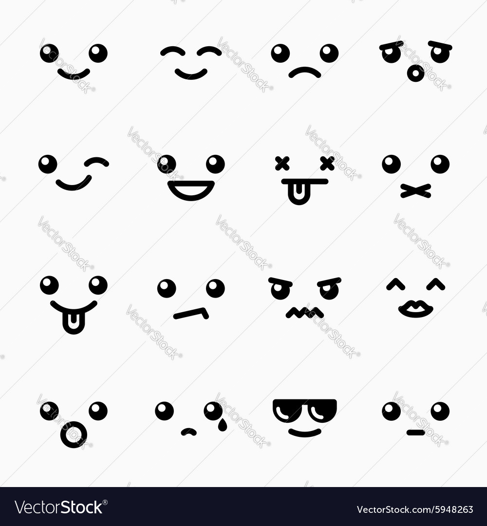 Emoticons faces set Royalty Free Vector Image - VectorStock