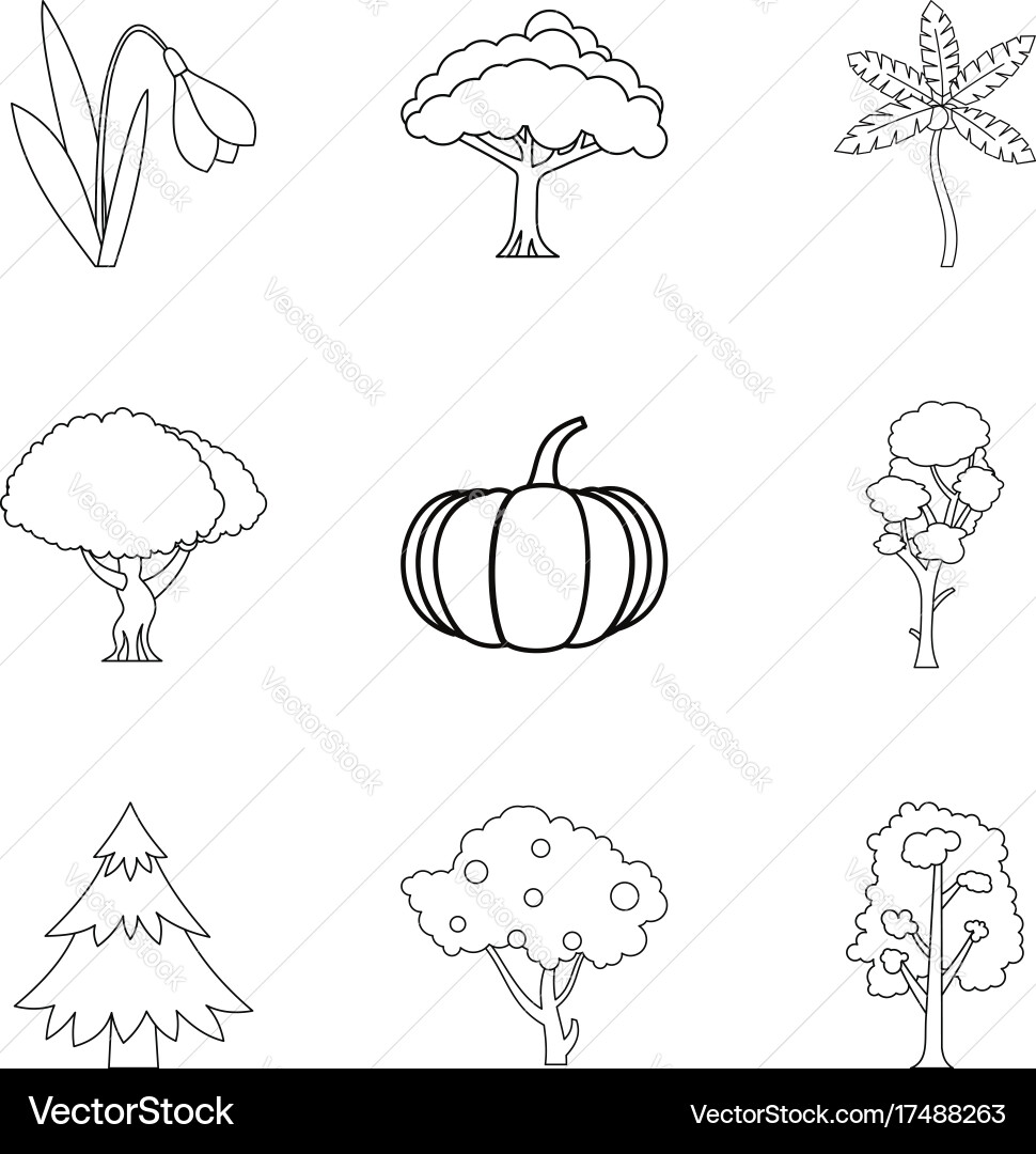 Fresh air icons set outline style Royalty Free Vector Image