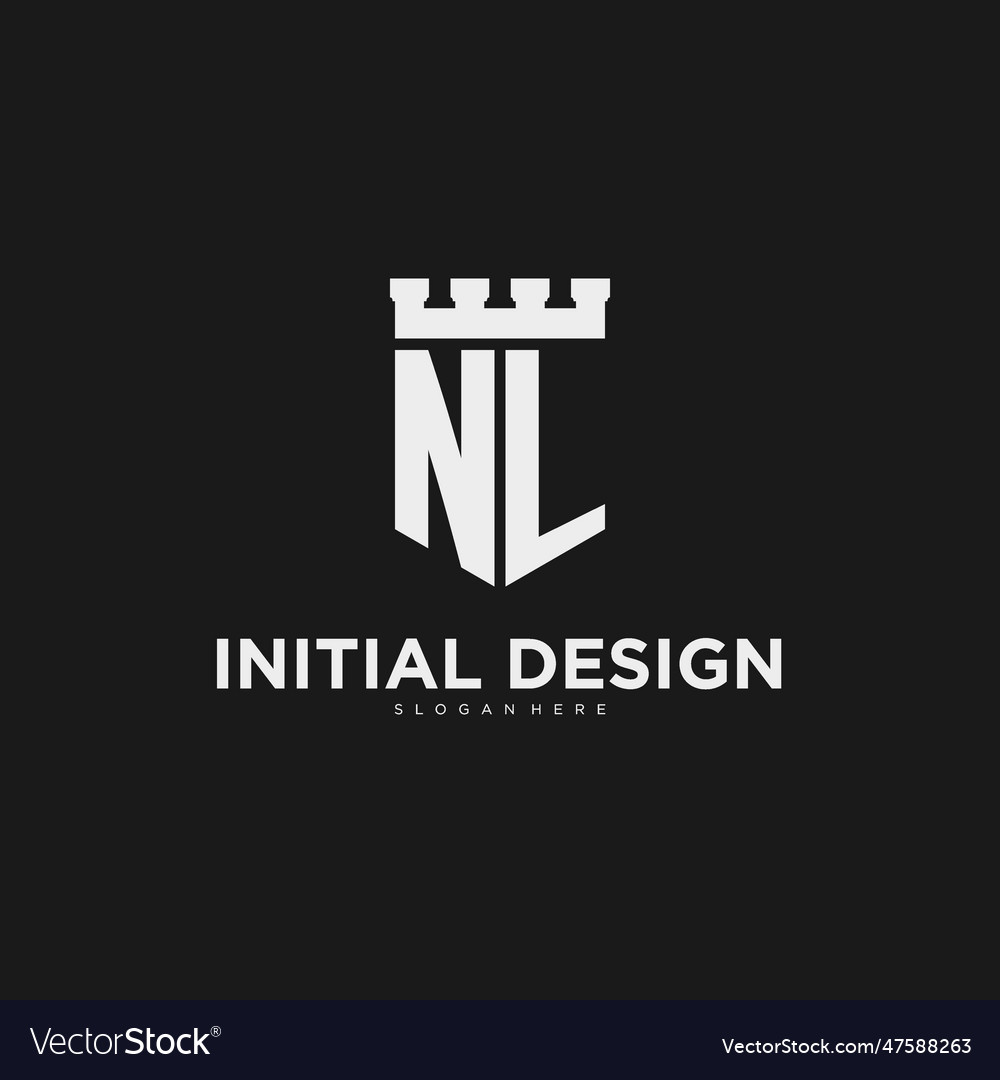 Initials nl logo monogram with shield Royalty Free Vector