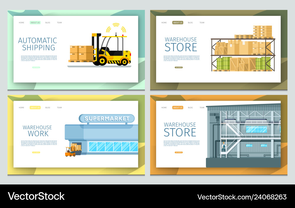 Modern storage service working warehouse set Vector Image