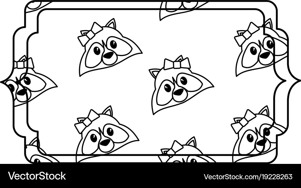 Raccoon cartoon frame Royalty Free Vector Image