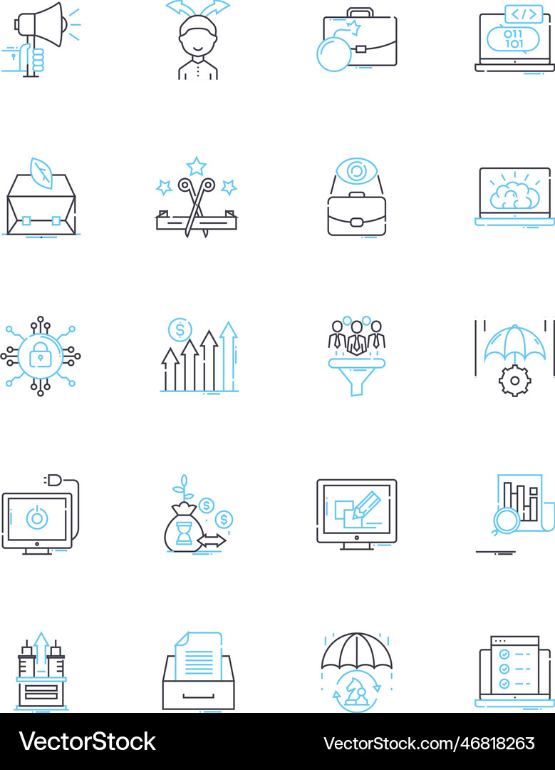Remote banking linear icons set online virtual Vector Image