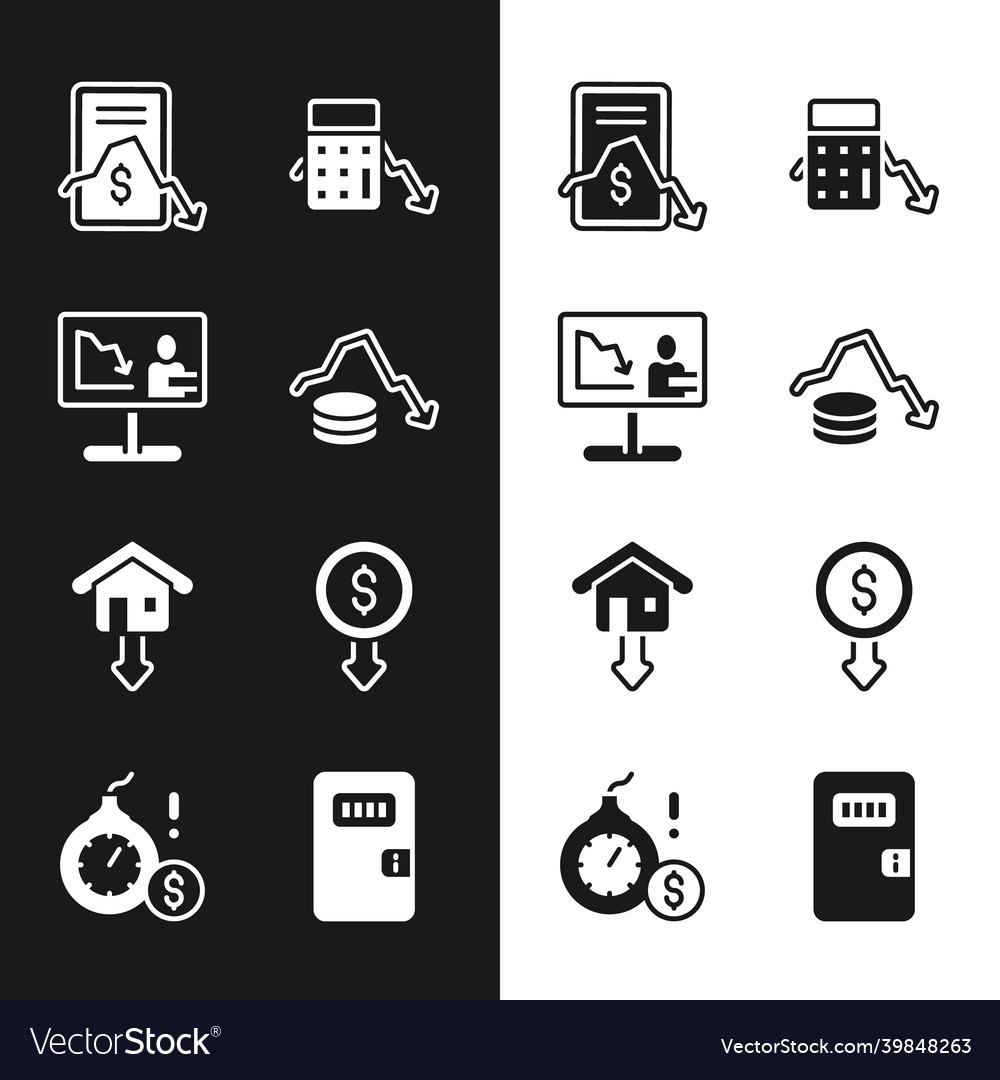 Set dollar rate decrease global economic crisis Vector Image