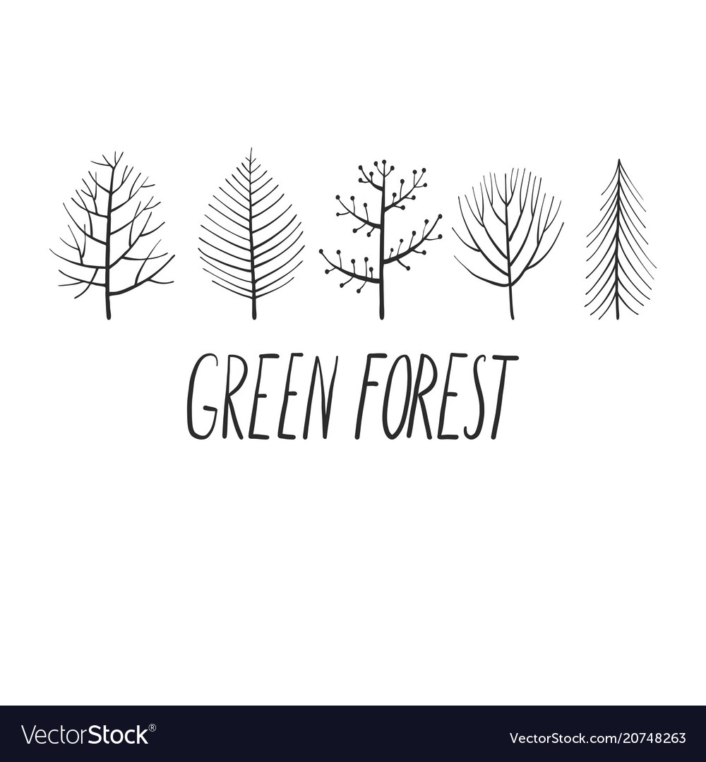 Set of doodle trees Royalty Free Vector Image - VectorStock
