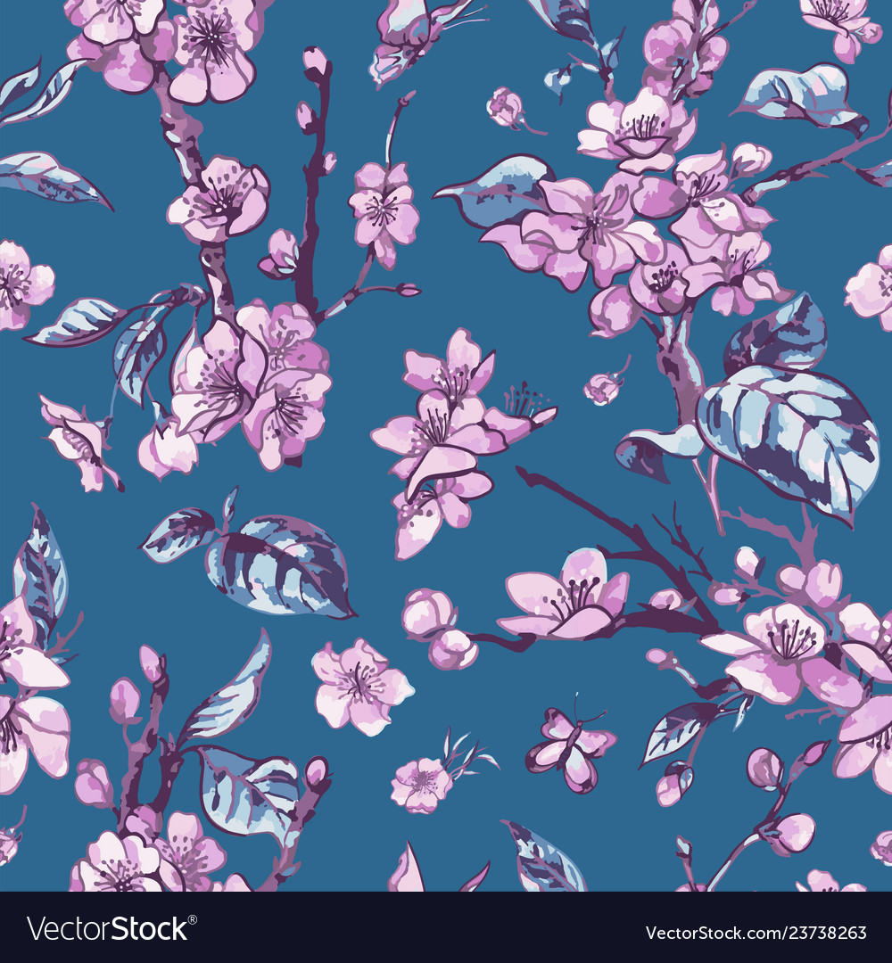 Spring seamless pattern vintage floral Royalty Free Vector