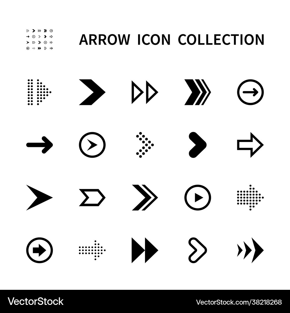 Arrows icons set isolated arrow icon Royalty Free Vector